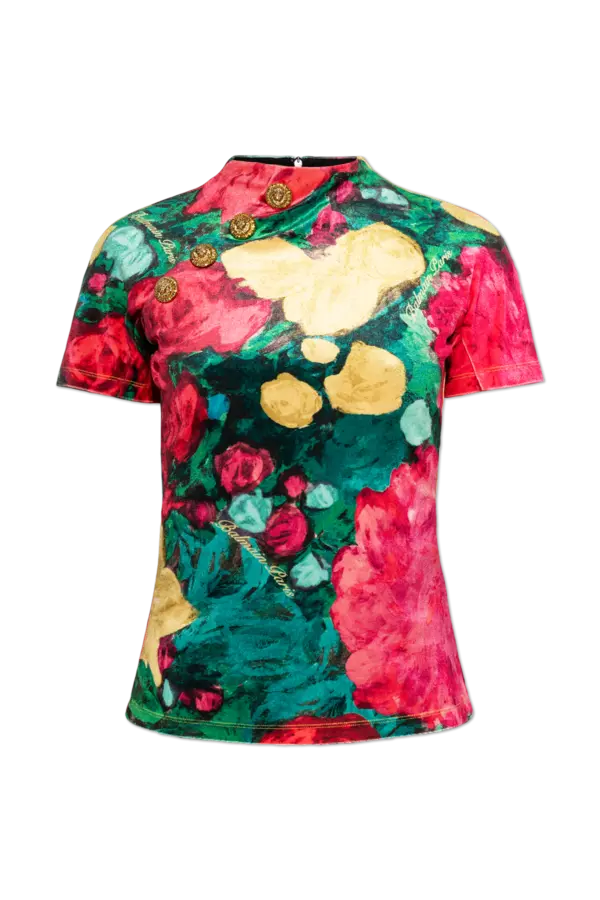 Balmain Floral Motif Velvet Top - Multicolour