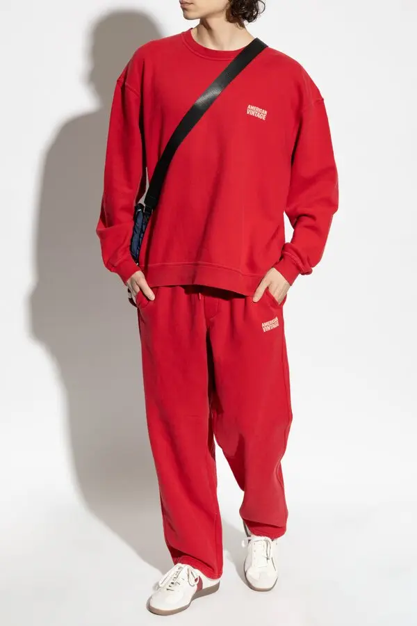 American Vintage Sweatpants With Printed Logo - Red
