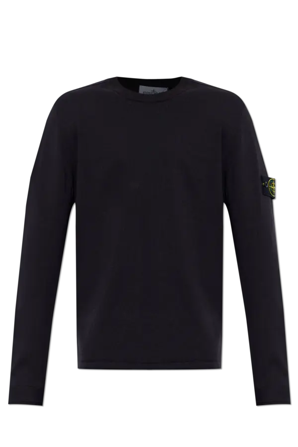 Stone Island Sweater With Logo Patch - Black