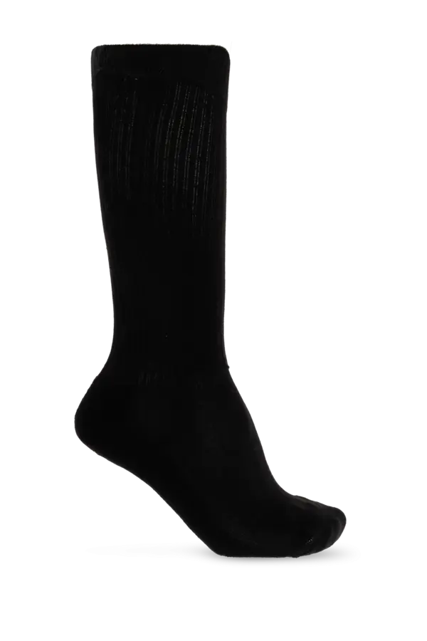 Rick Owens Knee High Socks With Logo - Black