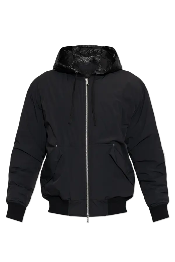 Moose Knuckles Quilted Down Bomber Jacket With Hood - Black