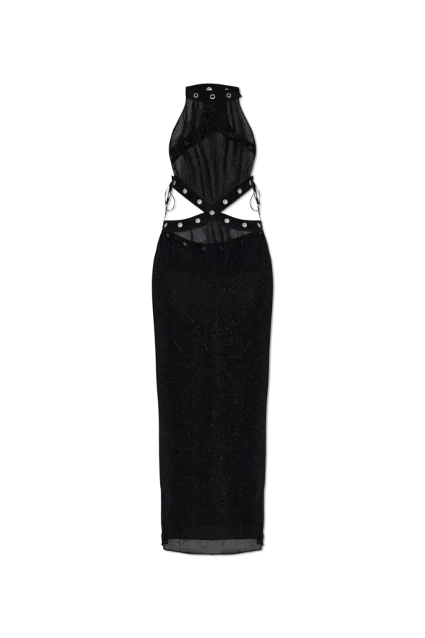 Oseree Lurex Thread Maxi Dress - Black