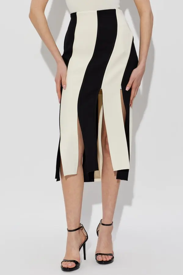 ENTIRE STUDIOS Striped Midi Skirt - Black