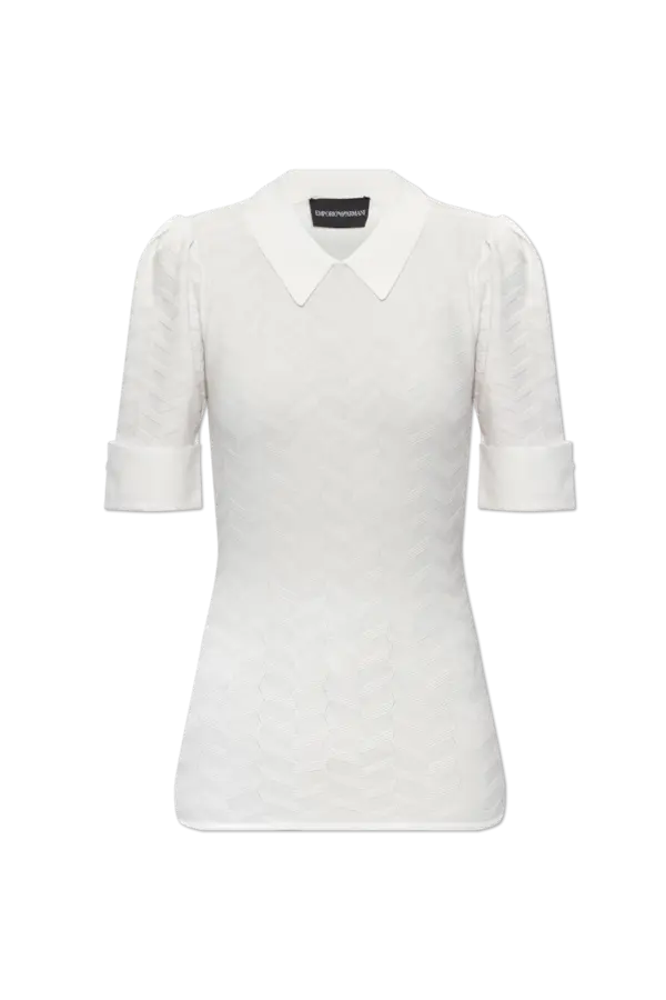 Emporio Armani Top With Rolled-up Sleeves - White
