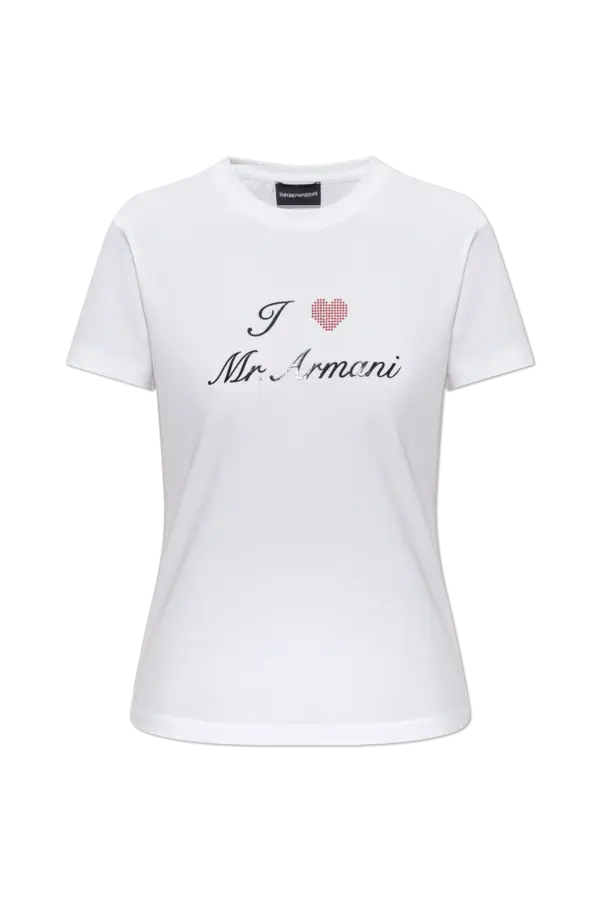 Emporio Armani Printed T-shirt With Sequins - White