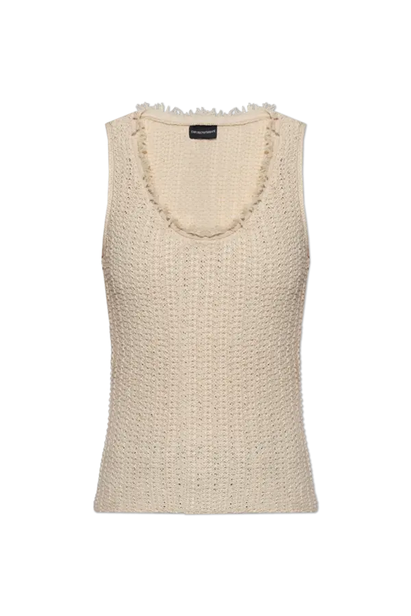 Emporio Armani Top With Raw-finished Neckline - Cream