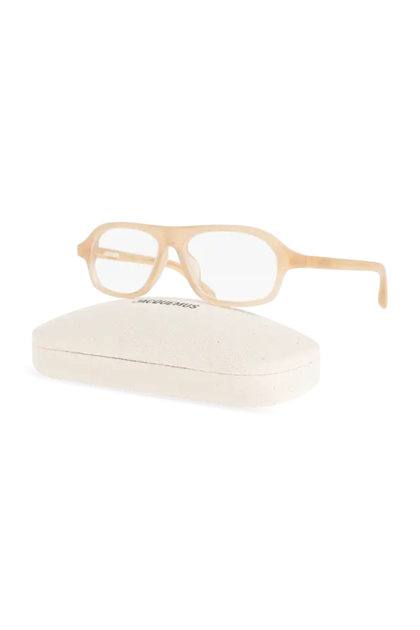 Jacquemus Rectangle Prescription Glasses - Beige