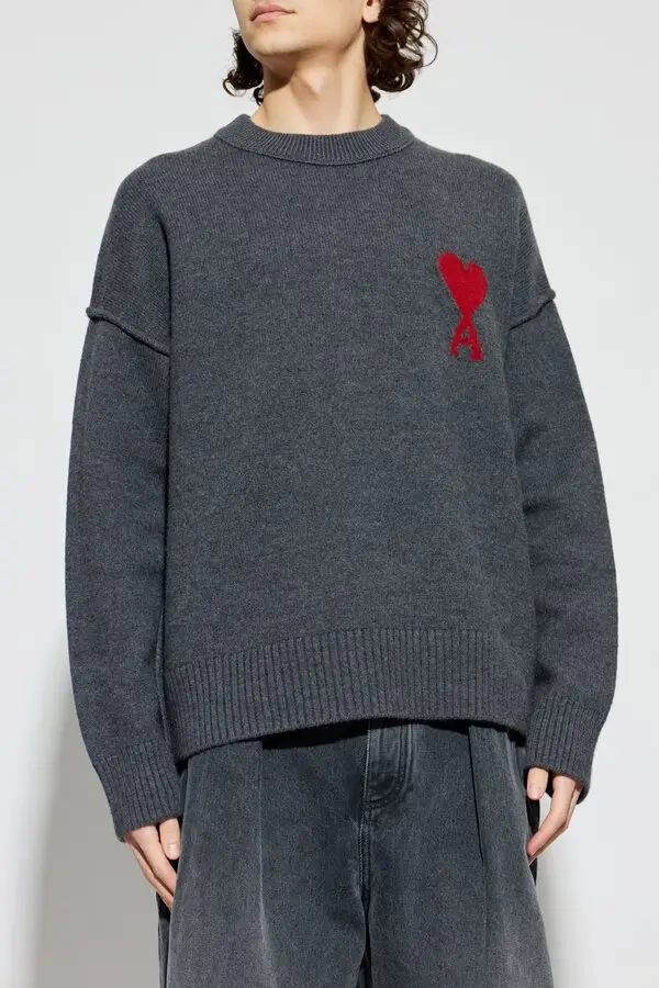 AMI Paris Wool Sweater - Grey