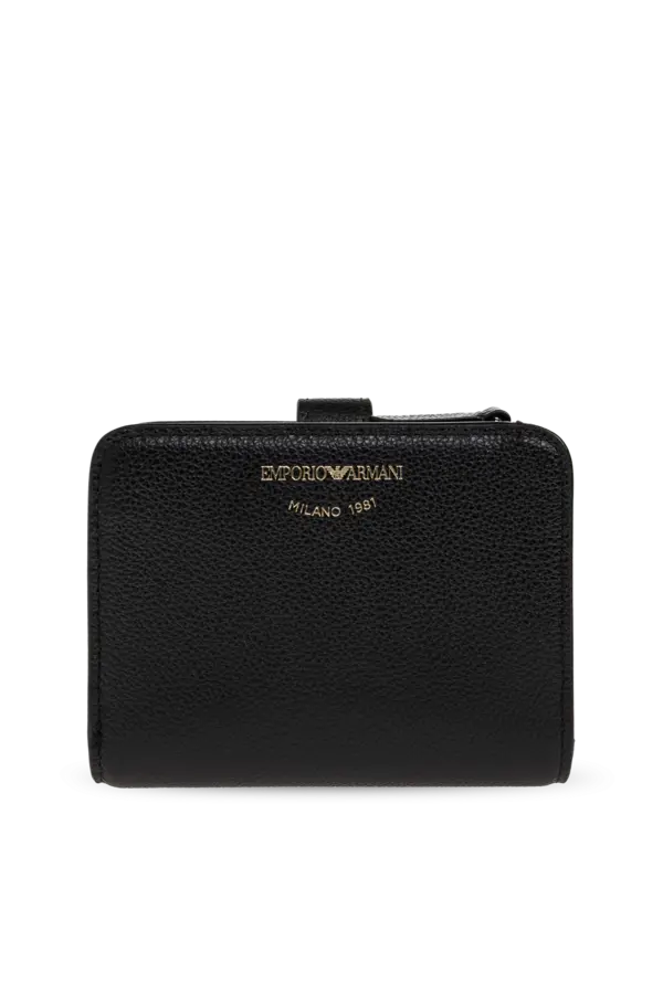 Emporio Armani Leather Wallet With Logo - Black