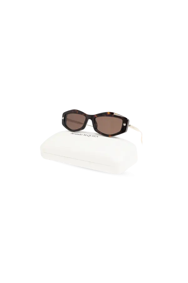 Alexander McQueen Rectangular Tortoiseshell Sunglasses - Black