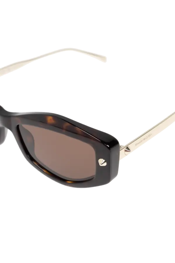Alexander McQueen Rectangular Tortoiseshell Sunglasses - Black