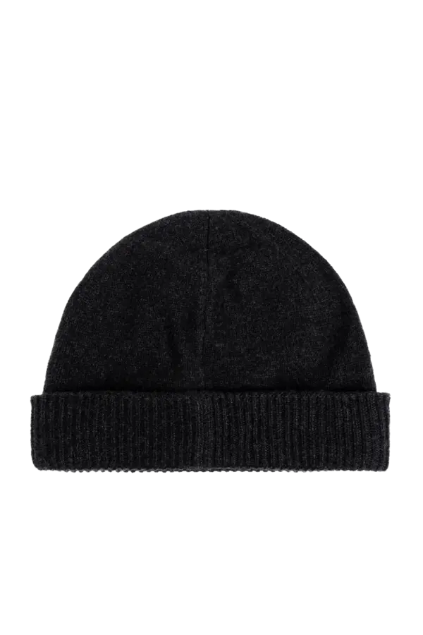 Emporio Armani Cashmere Beanie With Logo Patch - Grey