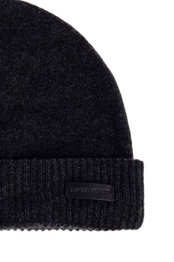Emporio Armani Cashmere Beanie With Logo Patch - Grey