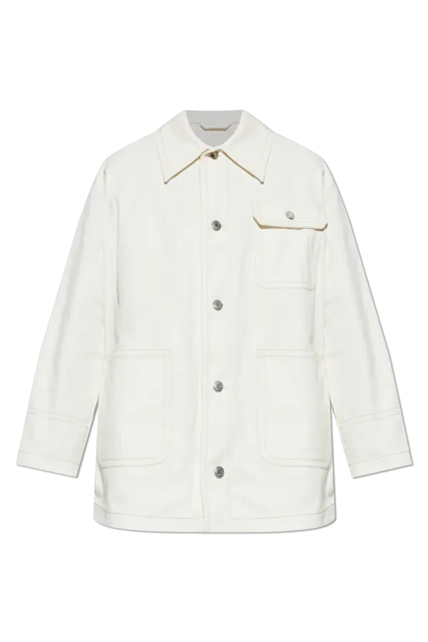 Ami Denim Jacket With Pockets - White