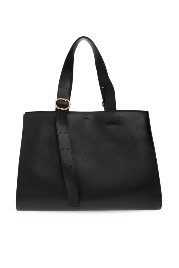 JIL SANDER Leather Shopper Tote - Black