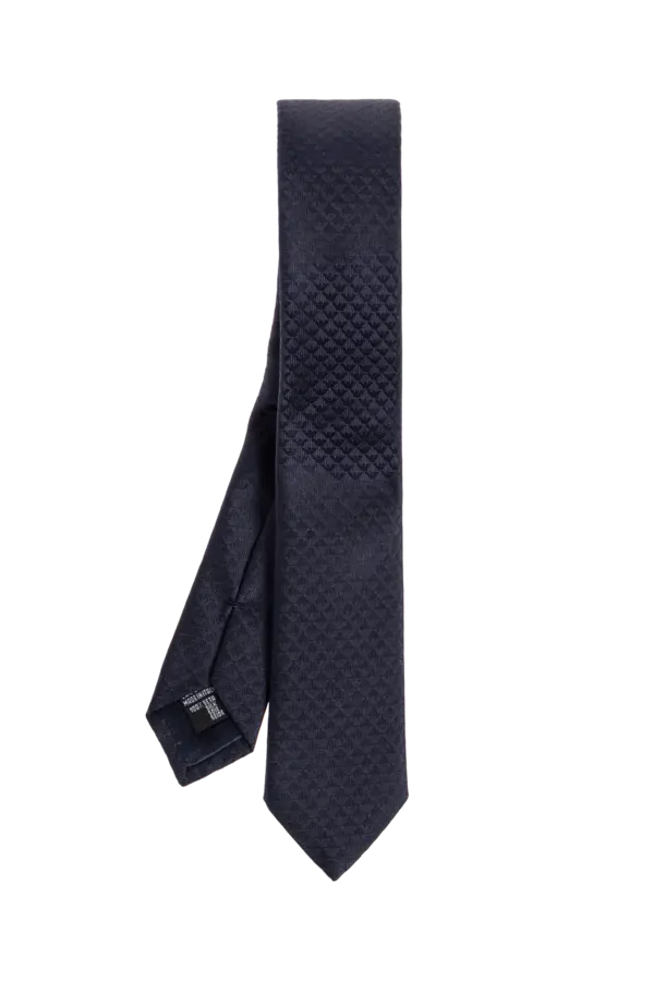 Emporio Armani Monogrammed Silk Necktie - Navy Blue