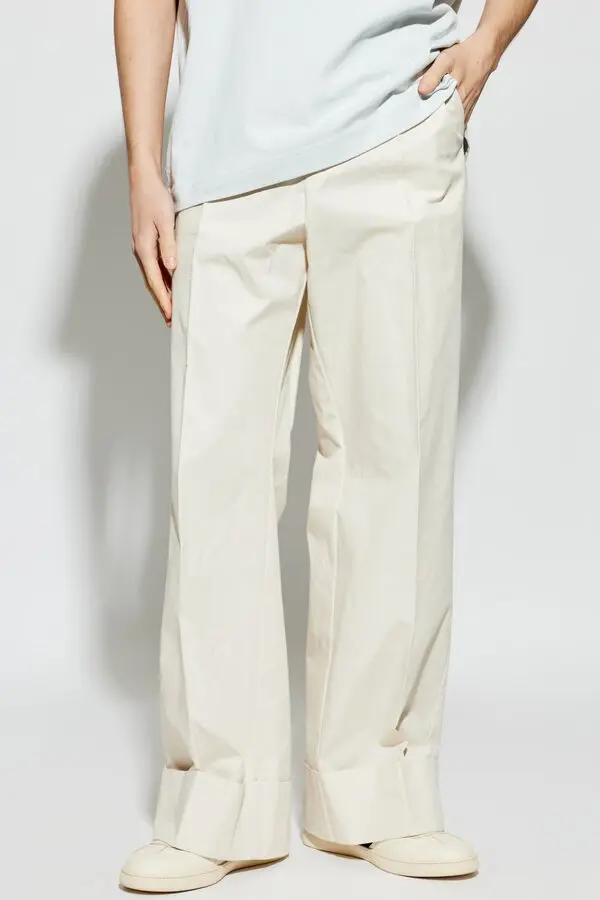 Bally Wide-leg Cotton Trousers - Cream