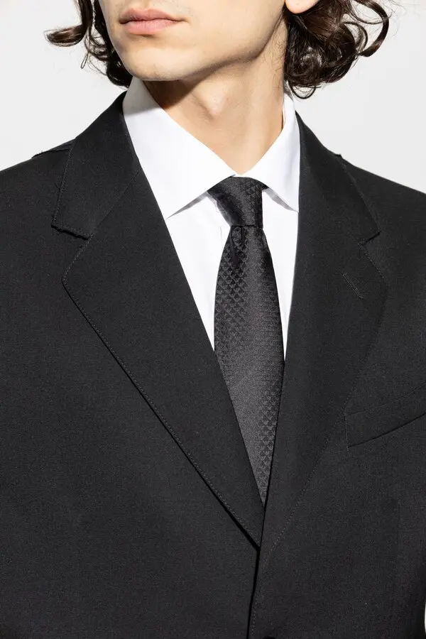Emporio Armani Silk Standard Neck Tie With Monogram