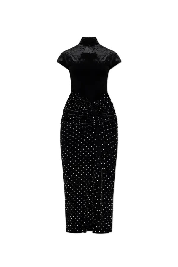 Alaïa Velvet Midi Dress With Sequins - Black
