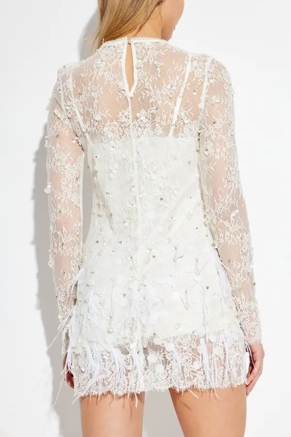 LoveShackFancy Alouetta Mini Dress - Cream