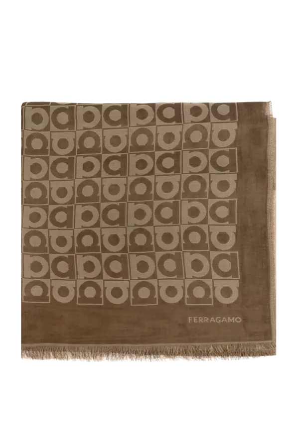 FERRAGAMO Scarf With Monogram - Beige