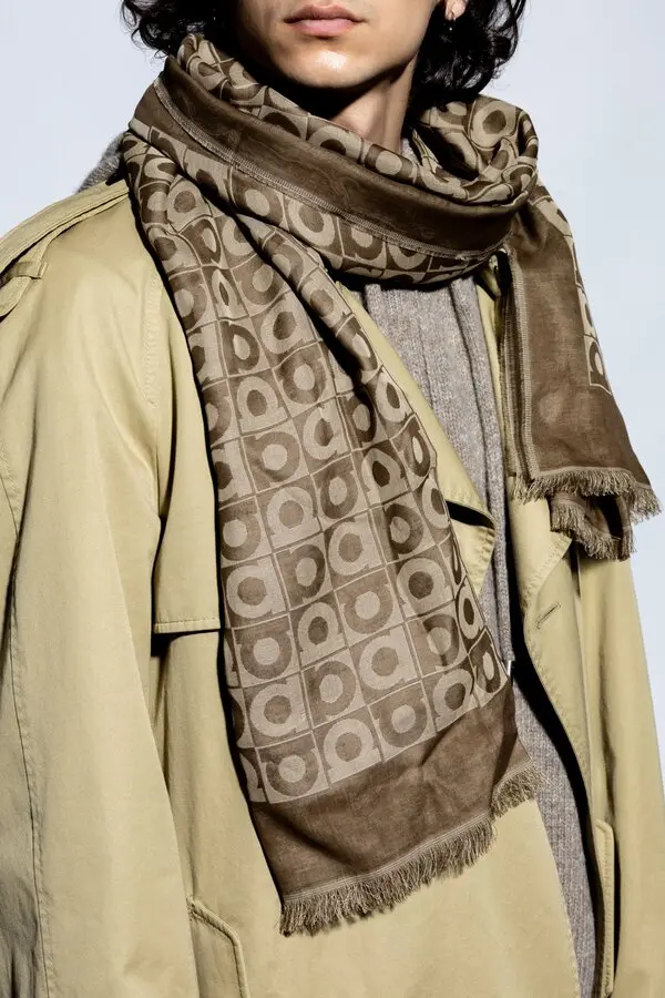 FERRAGAMO Scarf With Monogram - Beige