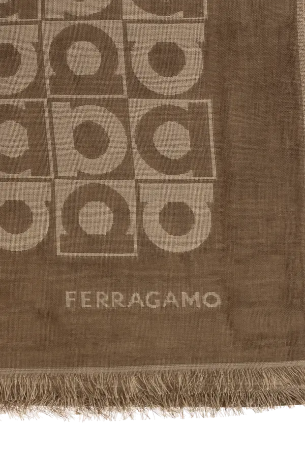FERRAGAMO Scarf With Monogram - Beige
