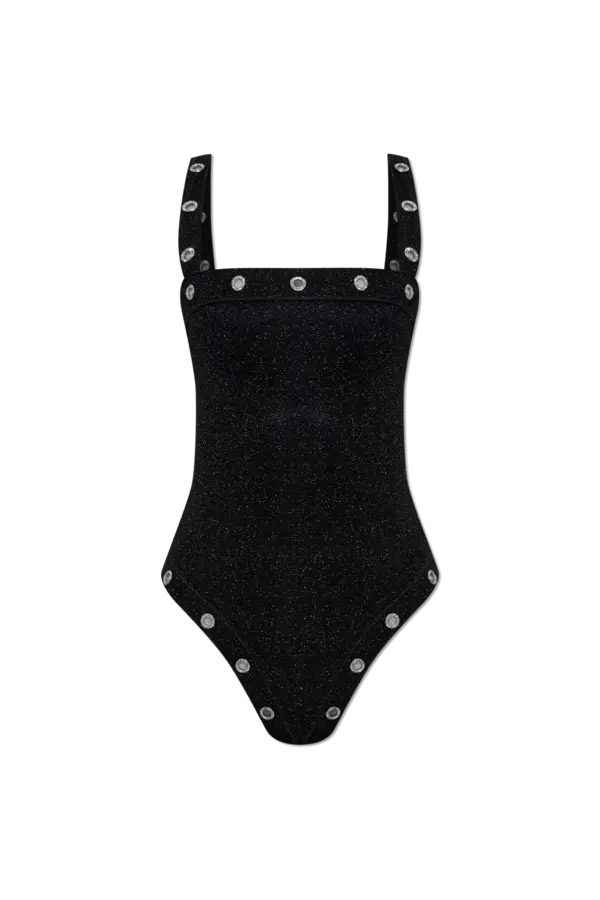 Oseree Eyelet Embellished One-piece Swimsuit - Black