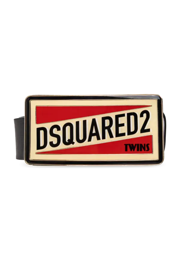 Dsquared2 Leather Belt With Logo Buckle - Black