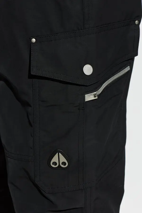 Moose Knuckles Cargo Trousers With Ruching - Black
