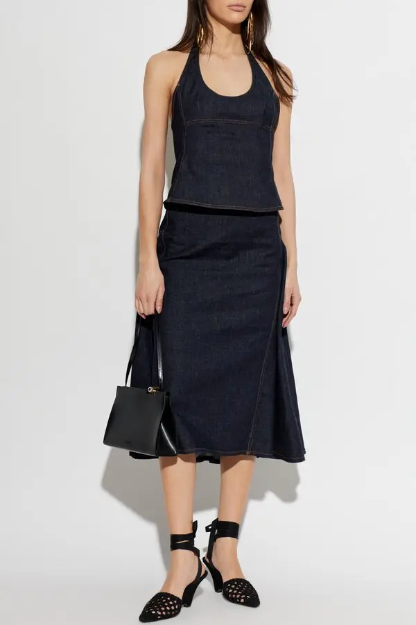 Jacquemus Lavoir Denim Midi Skirt - Navy Blue