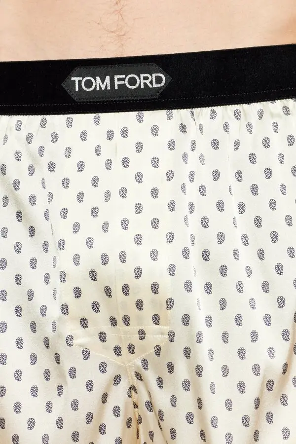 TOM FORD Silk Boxers With Logo - Cream
