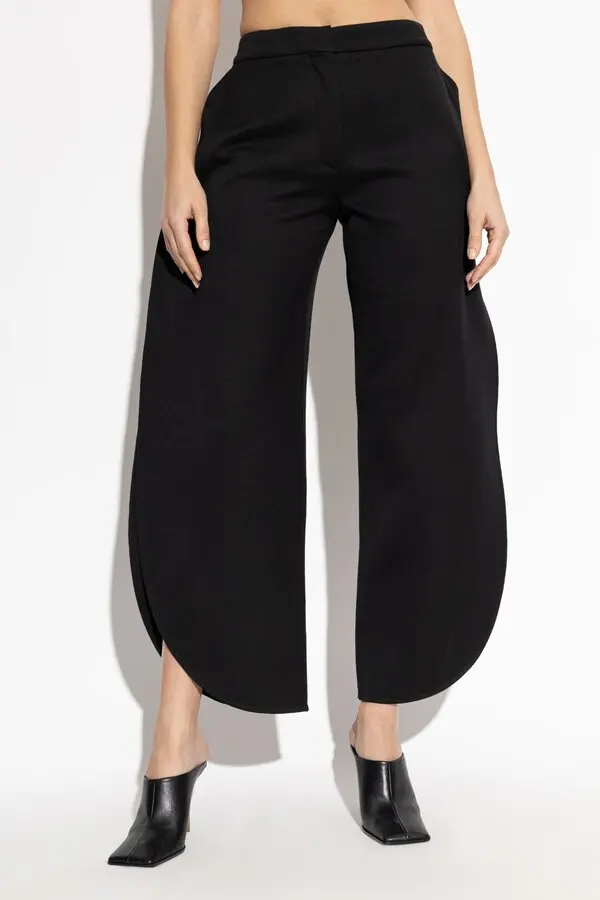 Alaïa Wide-leg Wool Trousers With Slits - Black