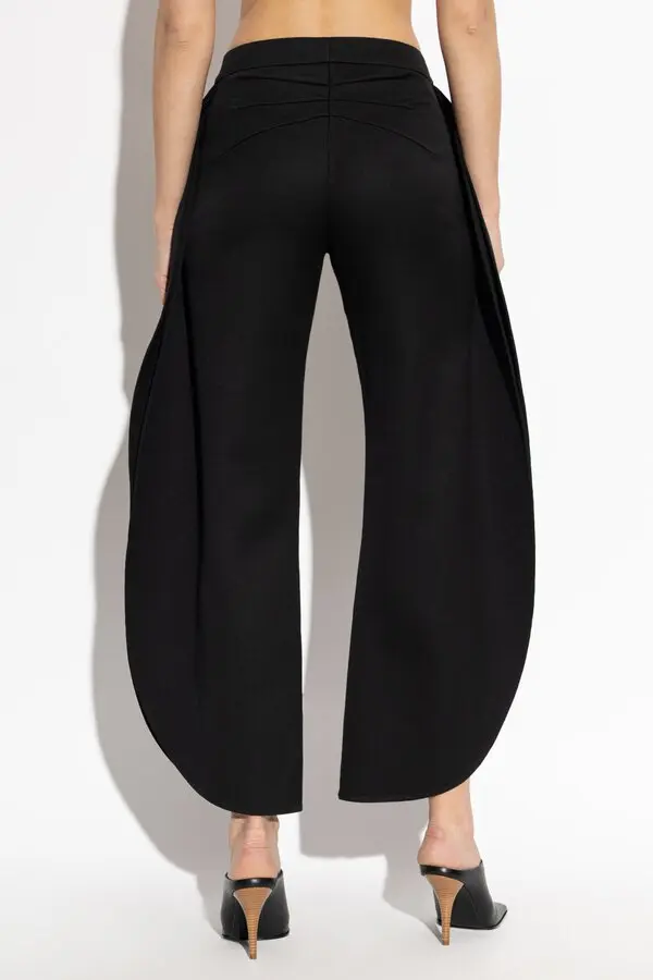 Alaïa Wide-leg Wool Trousers With Slits - Black