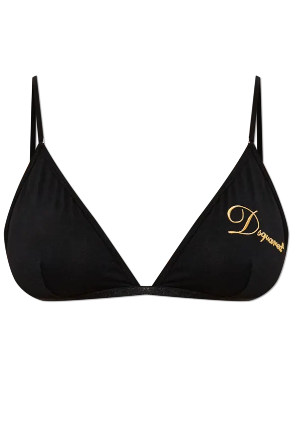 Dsquared2 Bralette With Embroidered Logo - Black
