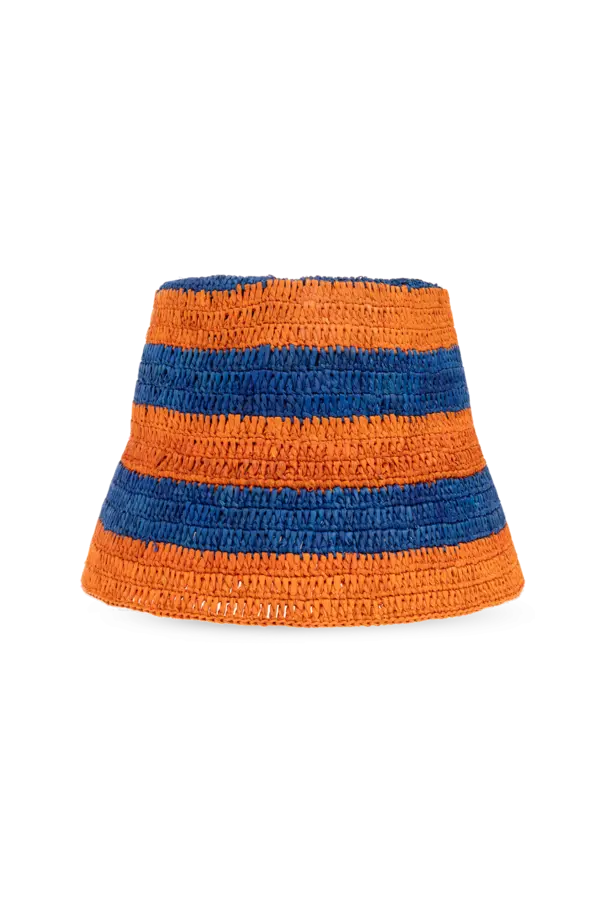 Etro Striped Raffia Bucket Hat - Orange