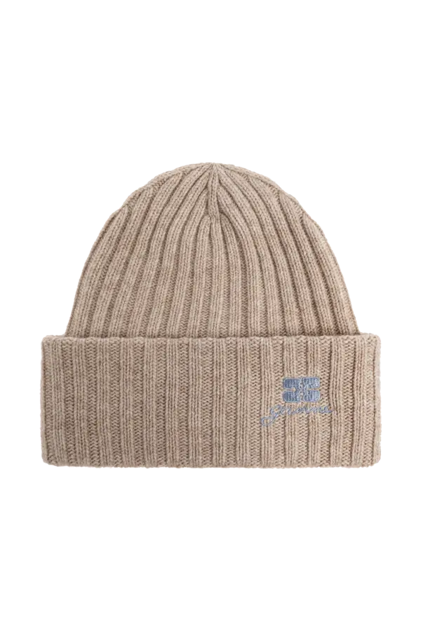 GANNI Cap With Embroidered Logo - Beige