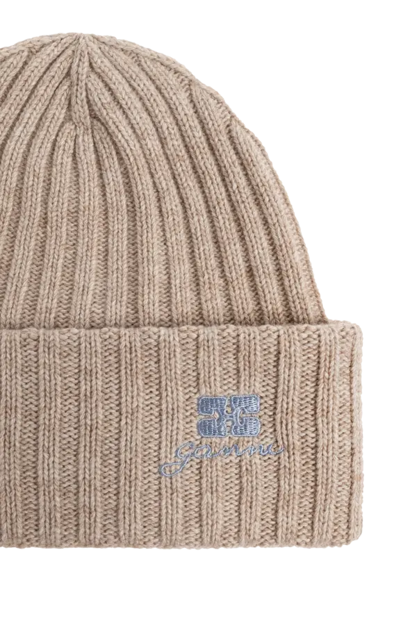 GANNI Cap With Embroidered Logo - Beige