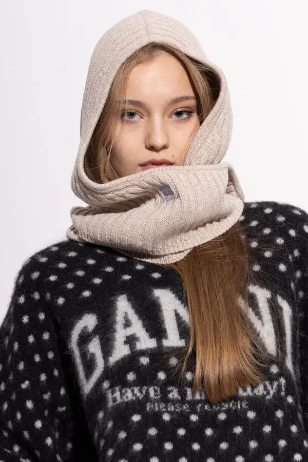 GANNI Logo Balaclava - Beige
