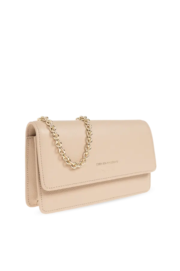 Emporio Armani Leather Clutch With Chain Strap