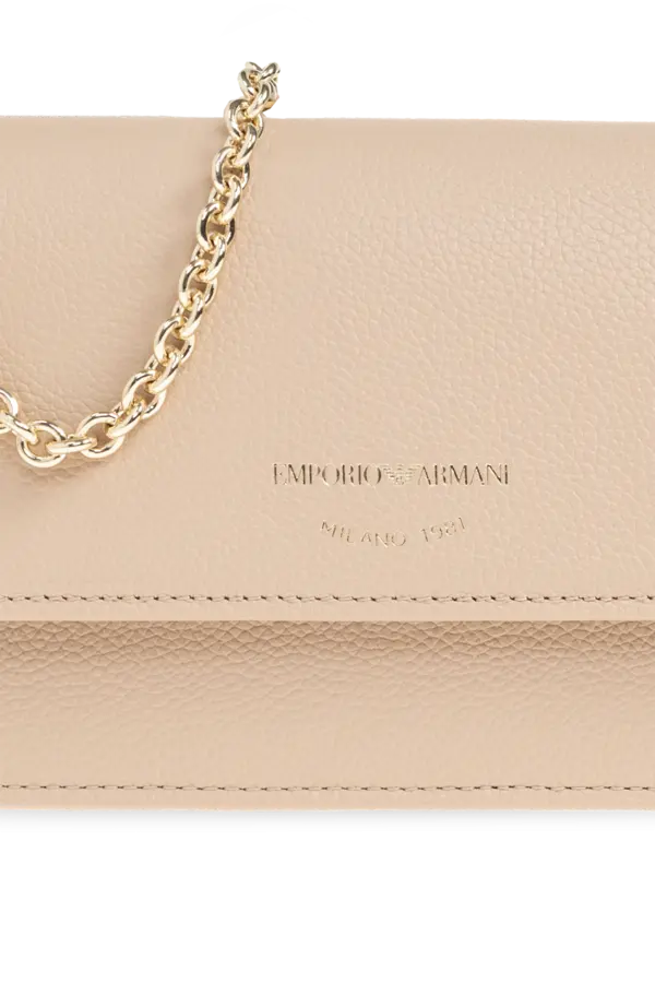 Emporio Armani Leather Clutch With Chain Strap