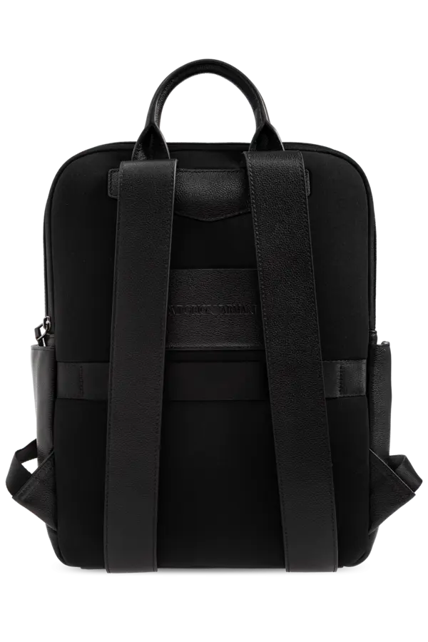 Emporio Armani Leather Backpack With Logo Patch