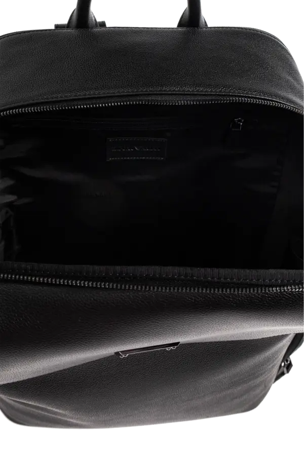 Emporio Armani Leather Backpack With Logo Patch