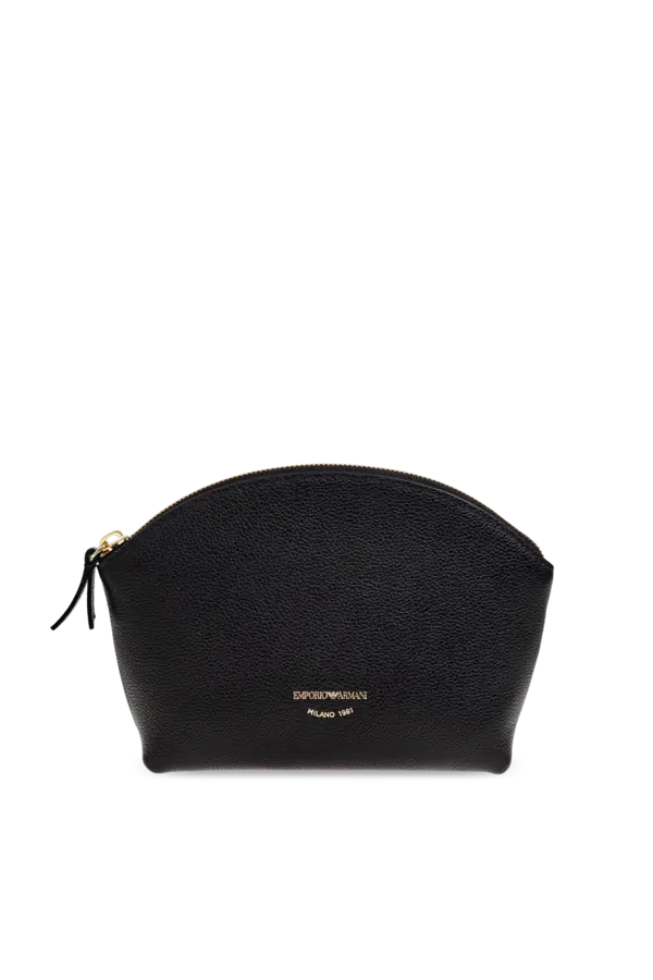 Emporio Armani Leather Toiletry Bag - Black