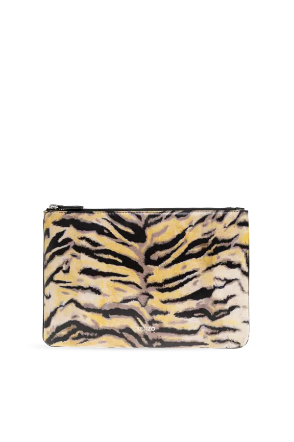 Kenzo Leather Tiger Pouch - Beige