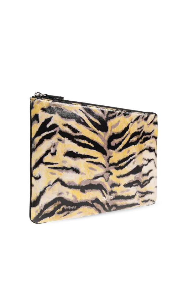 Kenzo Leather Tiger Pouch - Beige