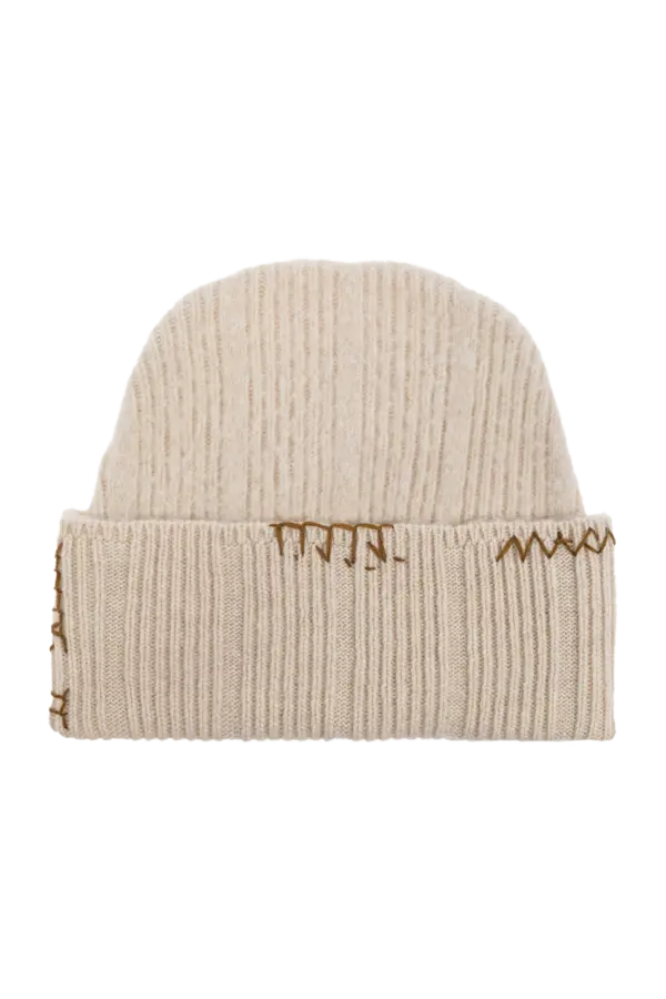 Marni Wool Beanie With Stitching - Beige