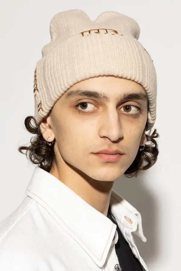 Marni Wool Beanie With Stitching - Beige