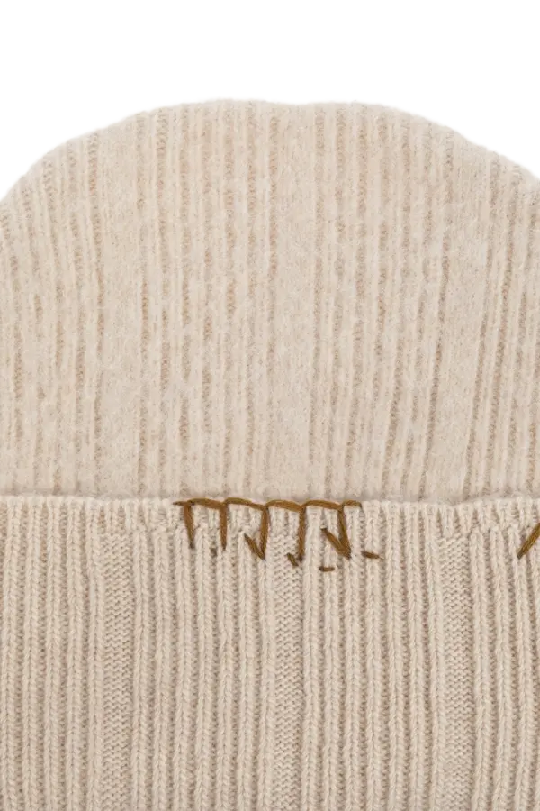 Marni Wool Beanie With Stitching - Beige