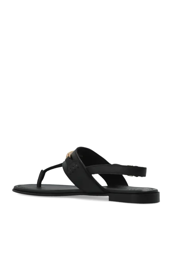 Furla Heritage Leather Flat Sandals - Black